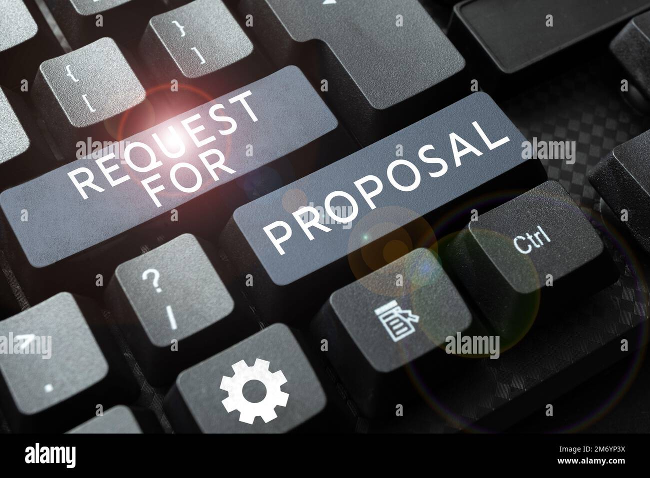 Text caption presenting Request For Proposal. Conceptual photo document ...