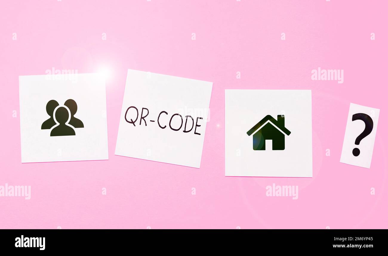 Text sign showing Qr Code. Word Written on the trademark for a type of ...