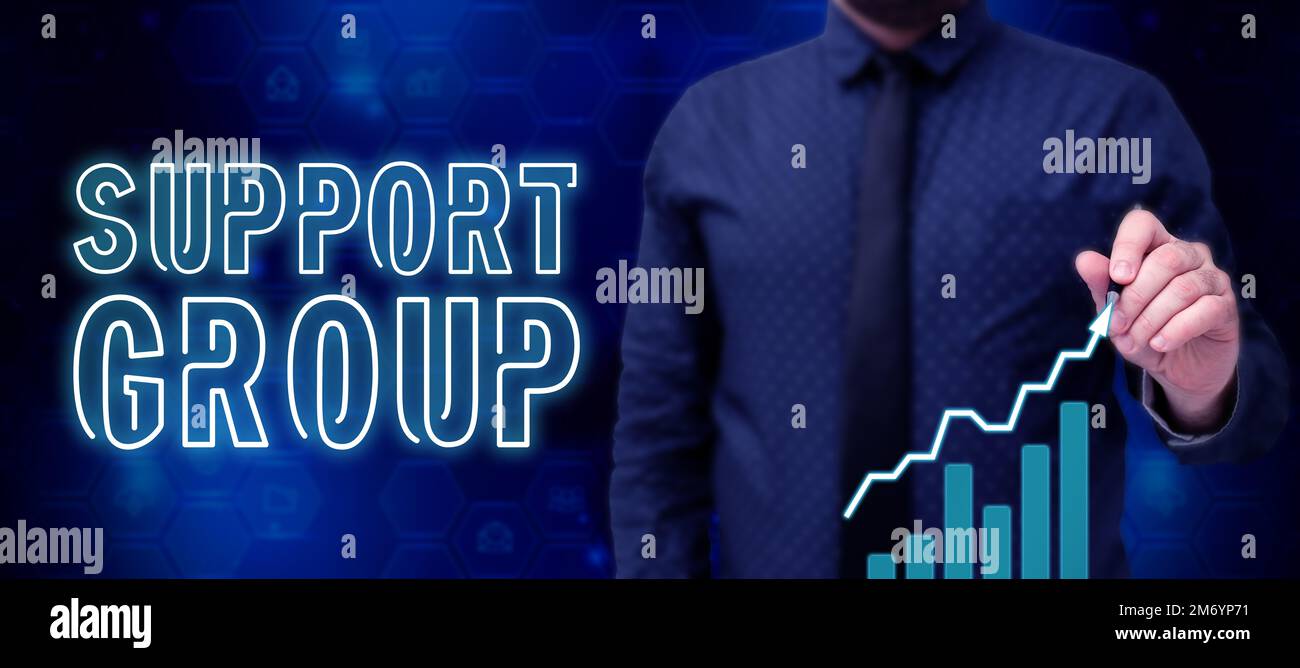 Text caption presenting Support Group. Word for number of people ...