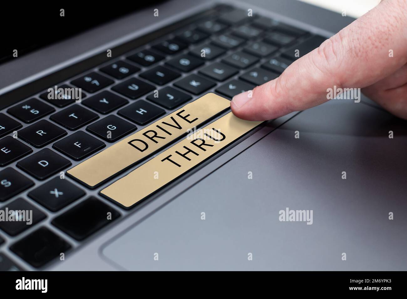 Handwriting text Drive Thru. Business idea place where you can get type ...
