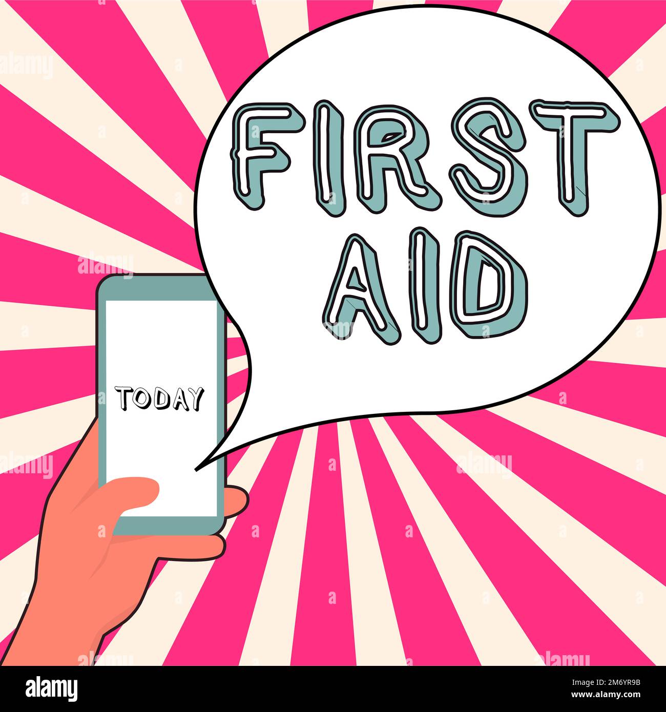 Sign displaying First Aid. Business overview Practise of healing small ...