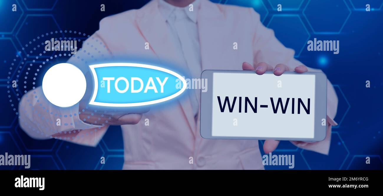 Text showing inspiration Win Win. Business showcase Strategy for both ...