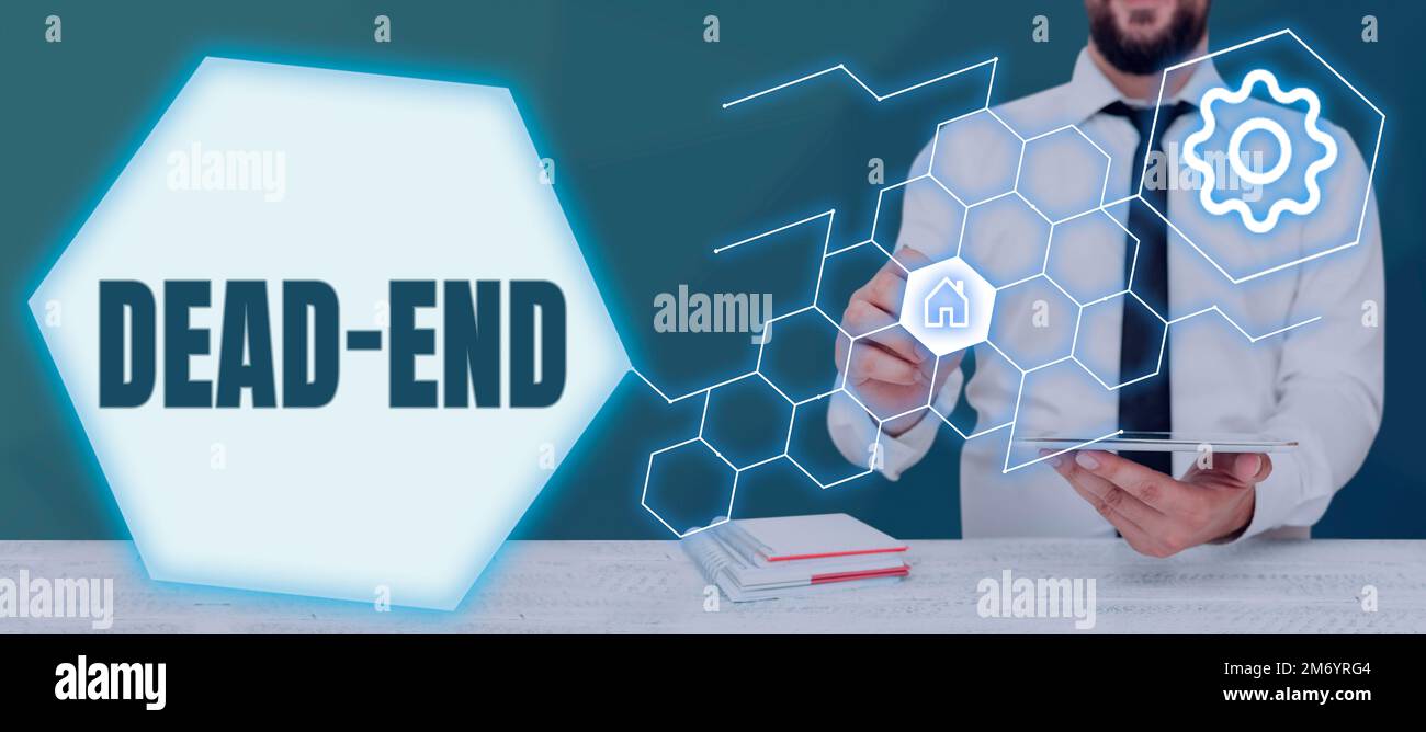 Conceptual display Dead End. Internet Concept reaching limit of road or ...