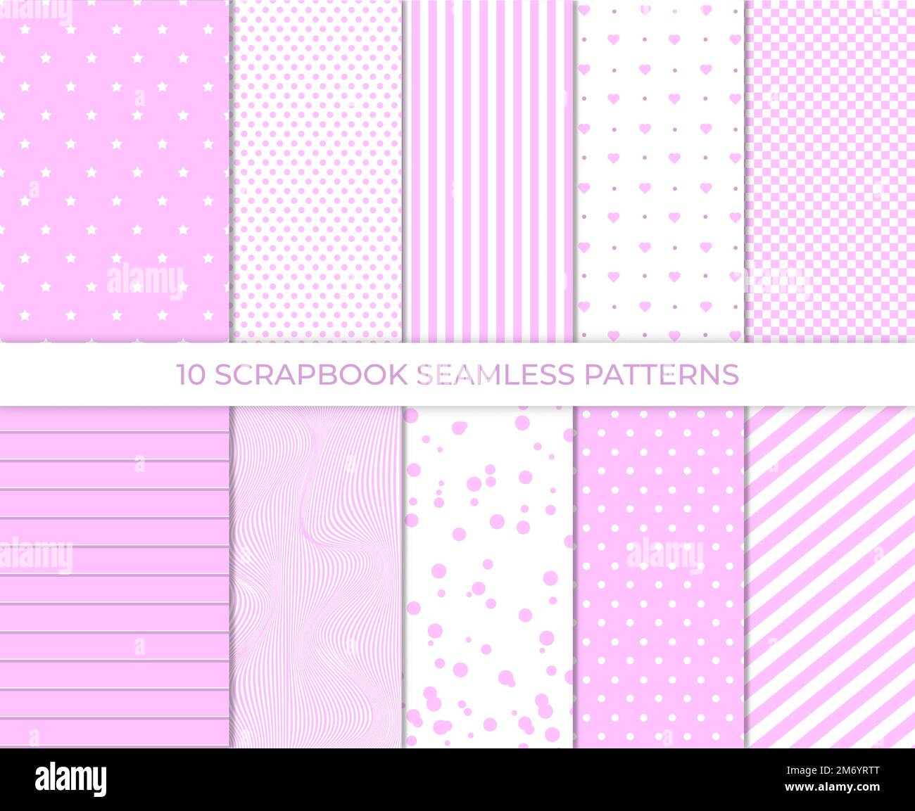 Set of cute sweet pink seamless patterns. Wallpaper for little baby ...