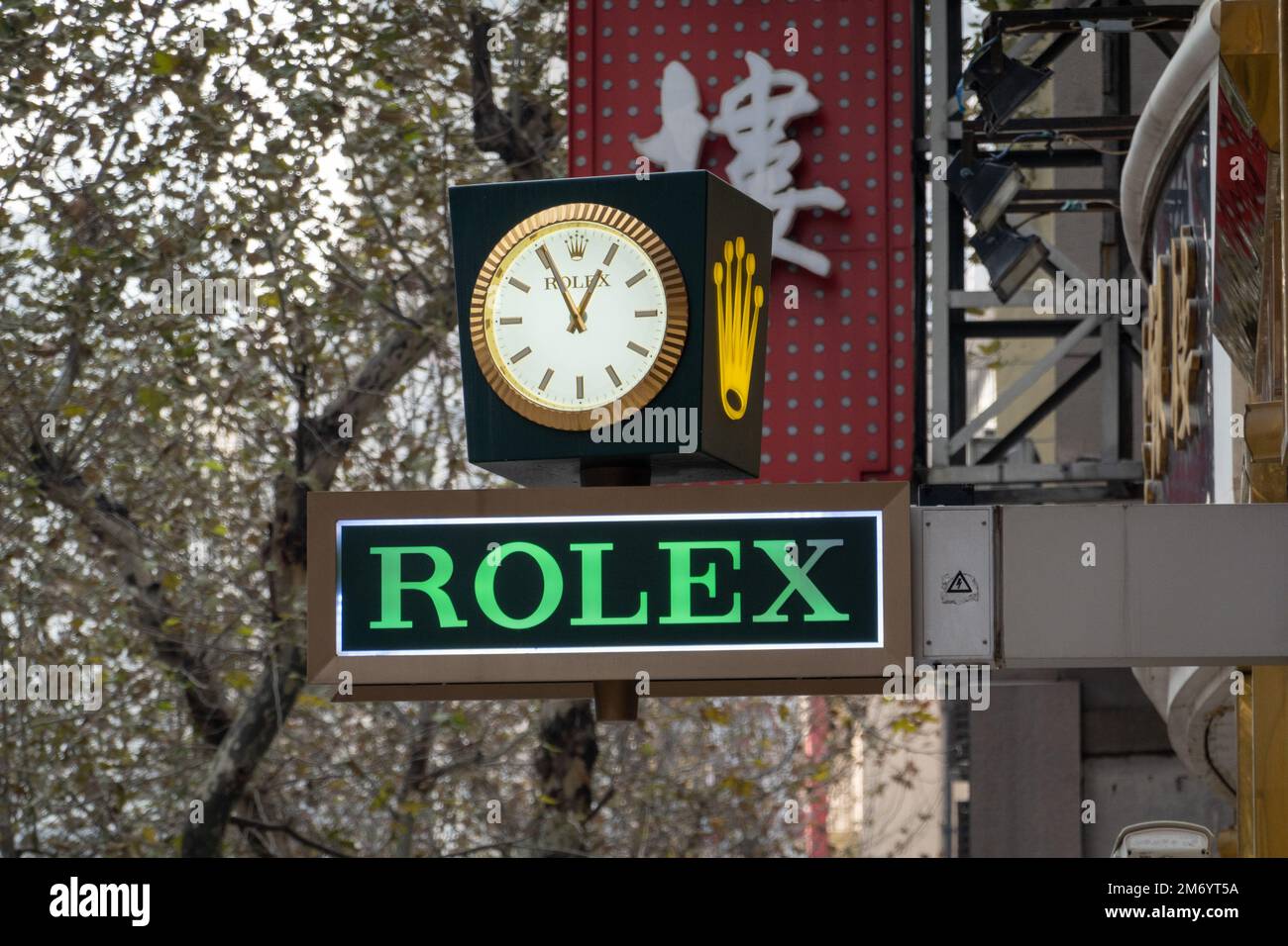 SHANGHAI, CHINA - JANUARY 6, 2023 - The logo of the Rolex brand is seen ...
