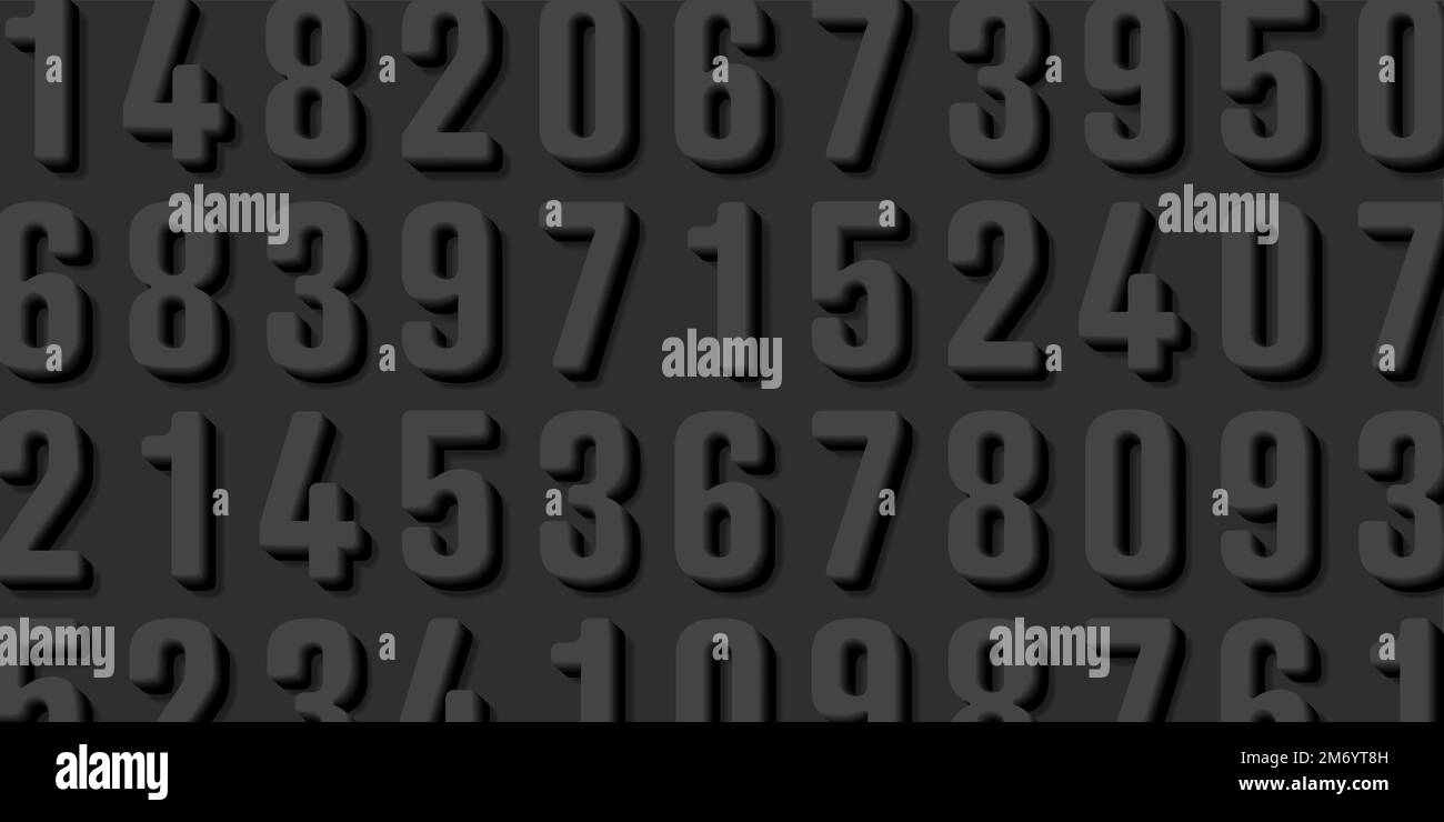 Balck pattern with black 3d volume number typeface, letters forming ...