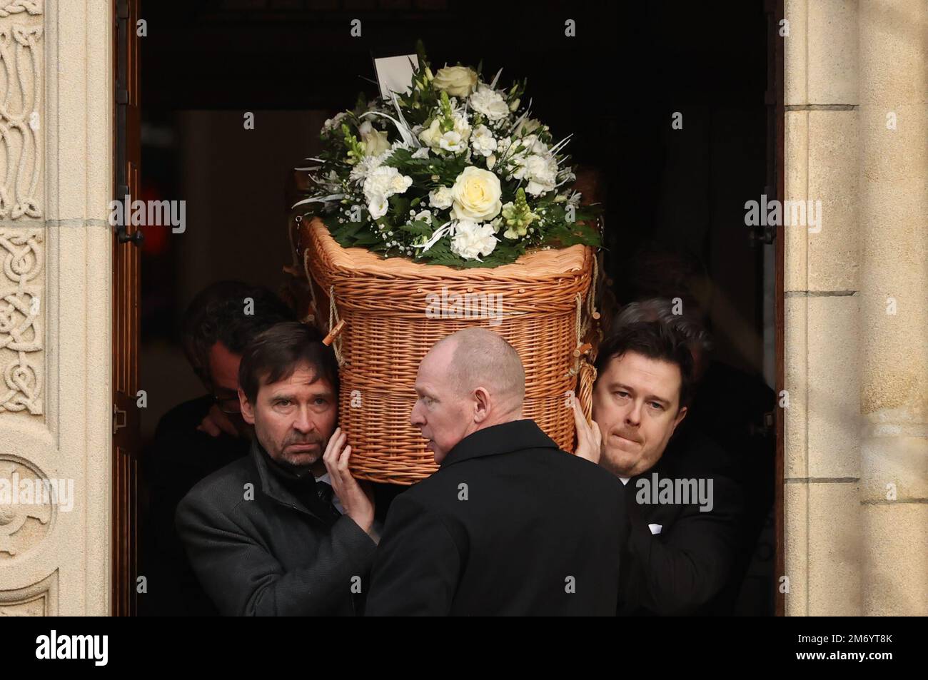 The coffin of former Press Association journalist Brian Hutton who died ...