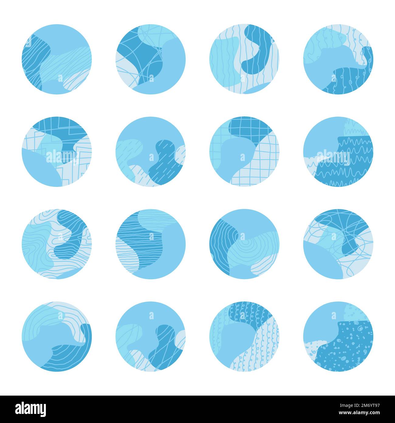 Circle icons collection. Doodle round textured shapes, signs, symbols ...