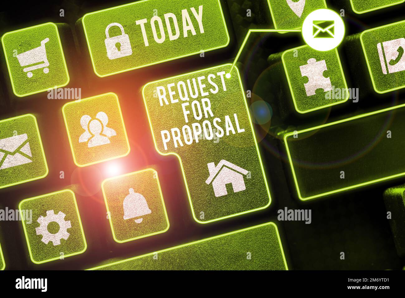 Text showing inspiration Request For Proposal. Concept meaning document ...