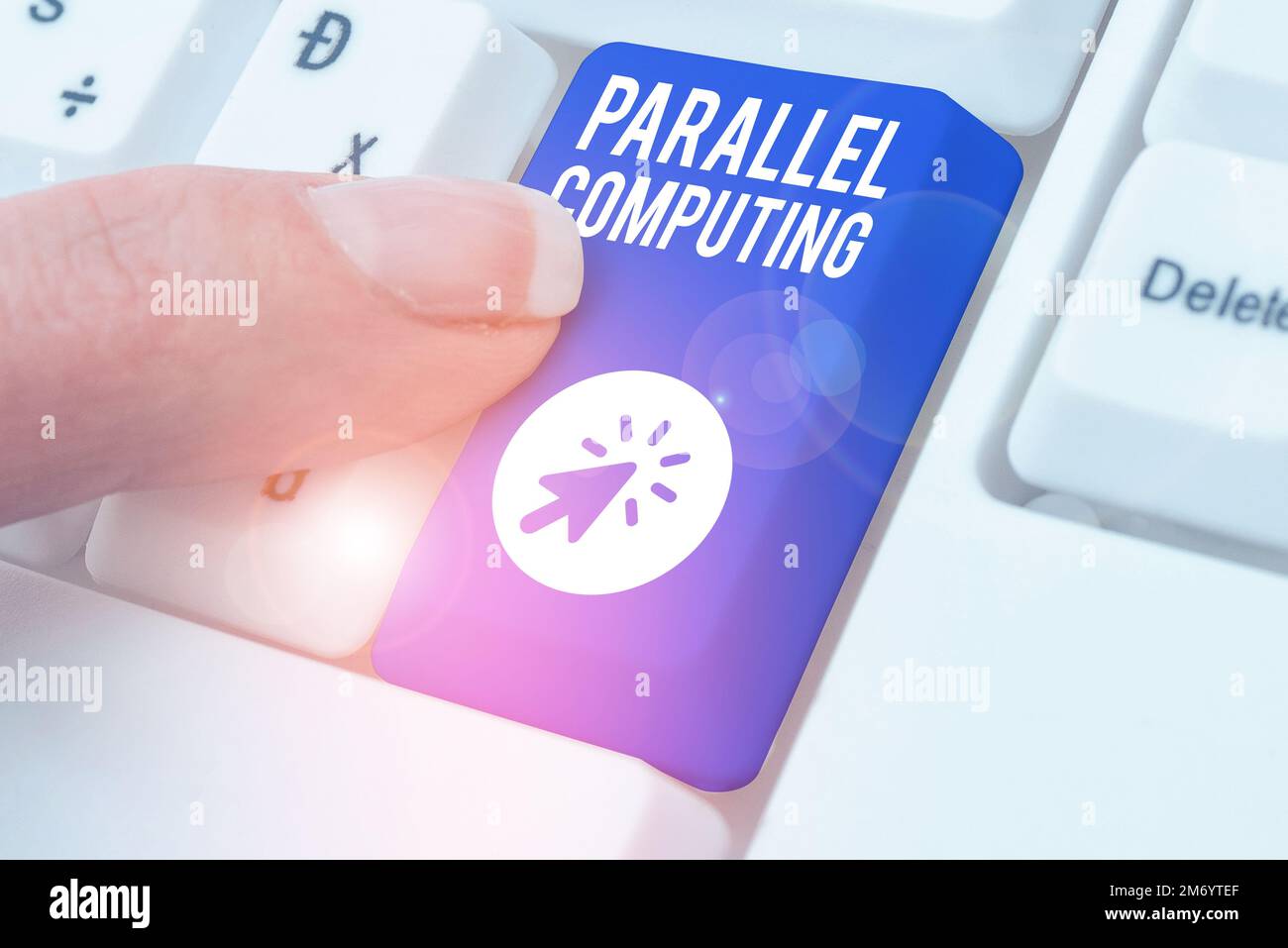 Conceptual caption Parallel Computing. Business concept simultaneous calculation by means of ...