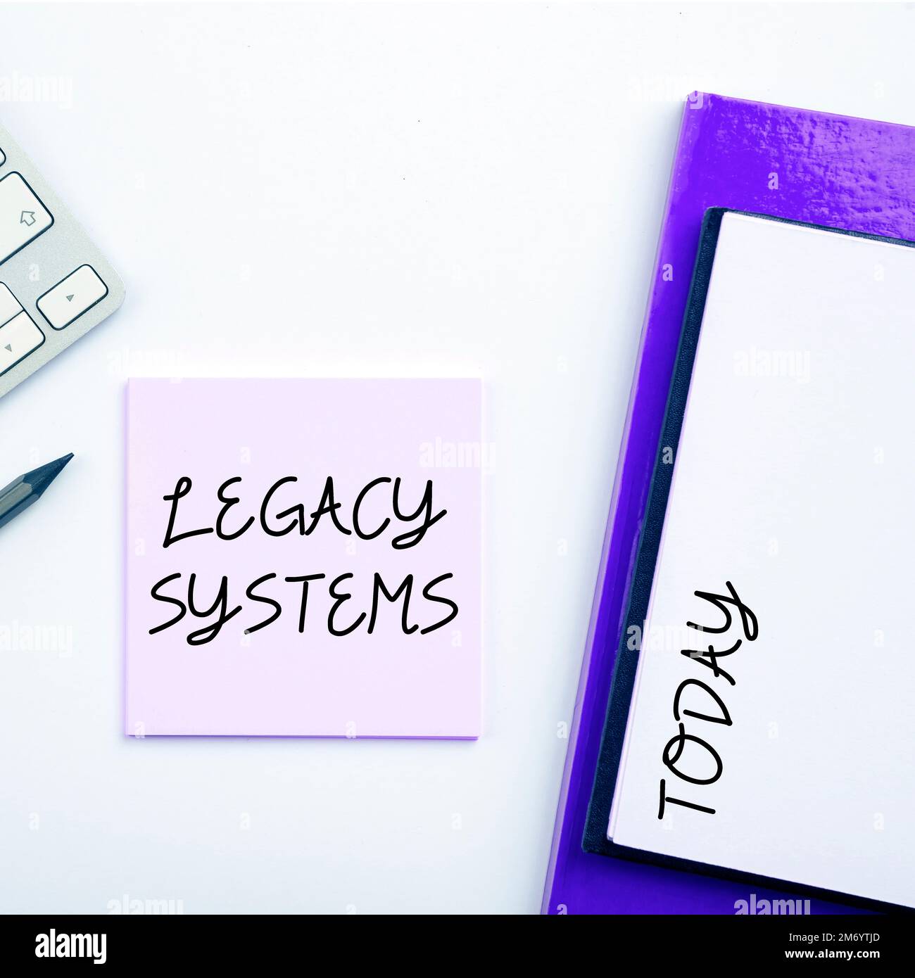 Handwriting text Legacy Systems. Internet Concept old method technology ...