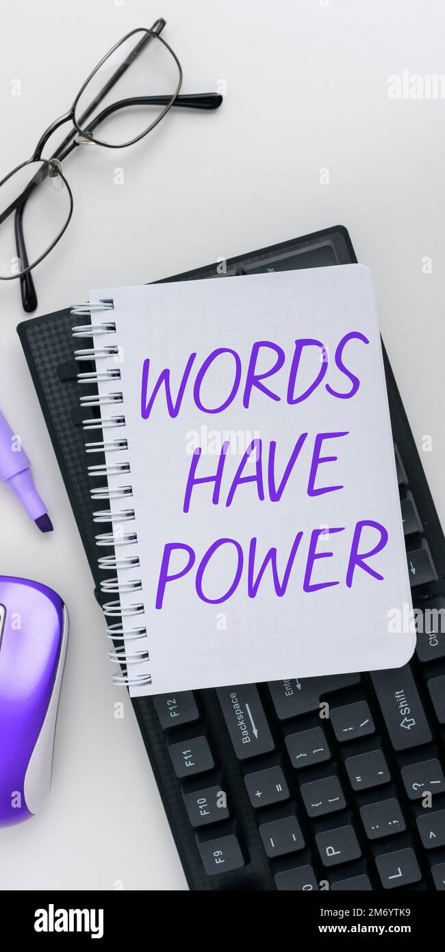 Conceptual caption Words Have Power. Business concept Energy Ability to ...