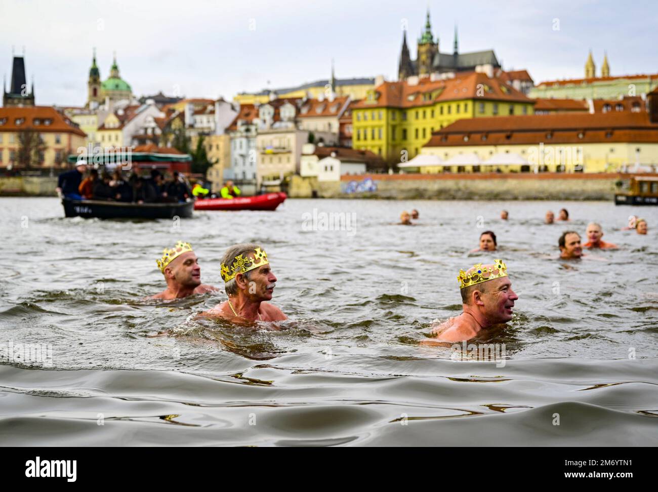 Prague, Czech Republic. 06th Jan, 2023. Winter swimmers take part in ...