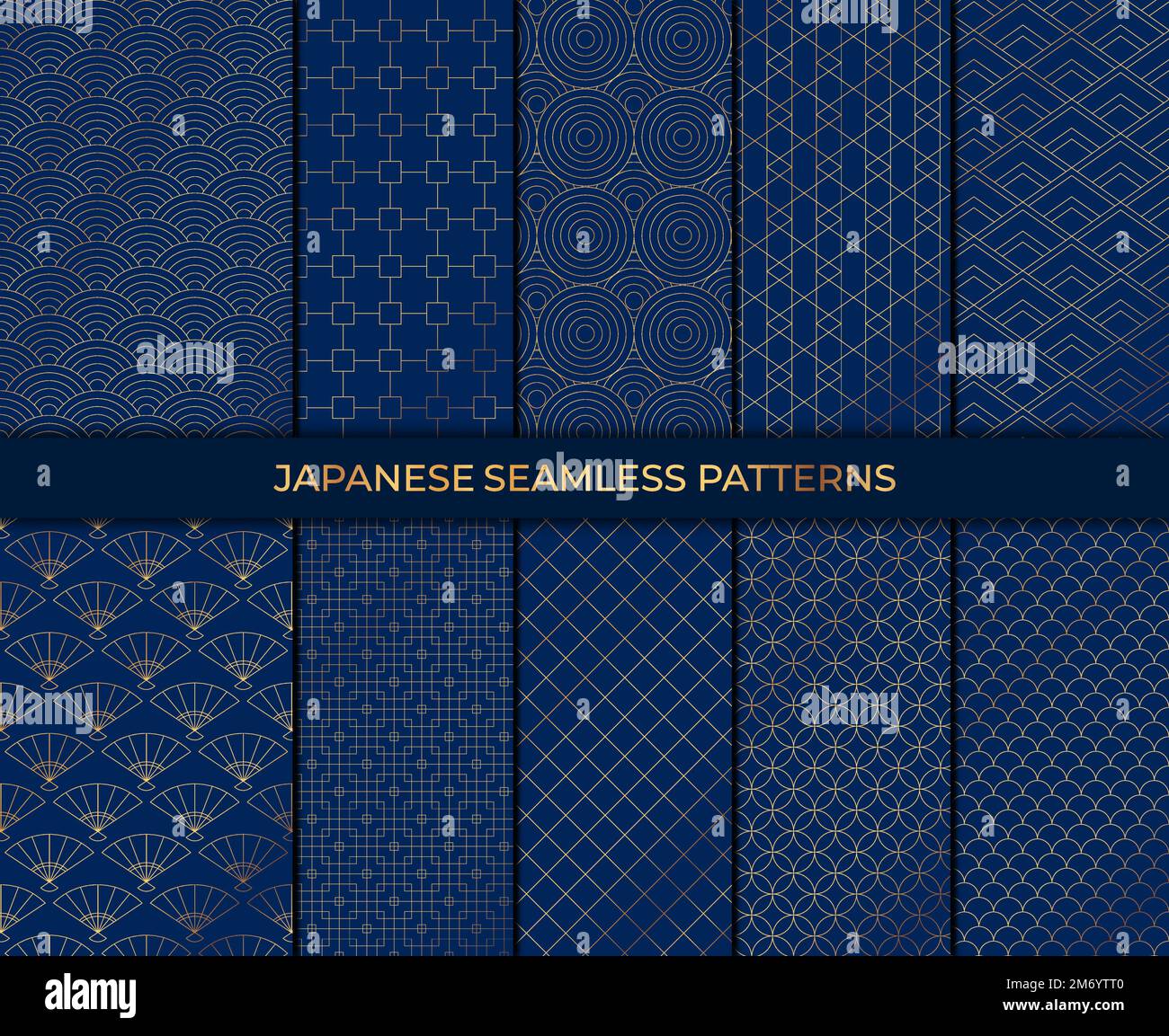 Set of 10 patterns in japanese style. Vector collection of asian ...