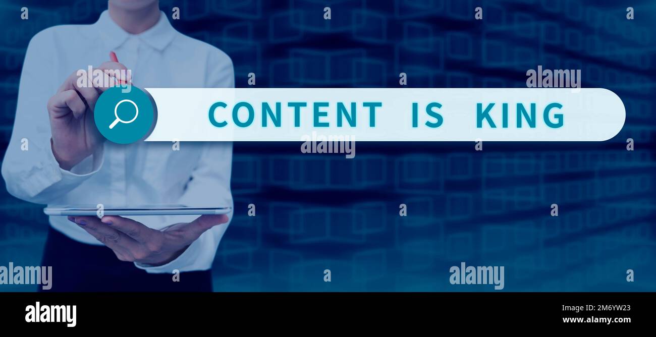 Inspiration showing sign Content Is King. Business concept Content is ...