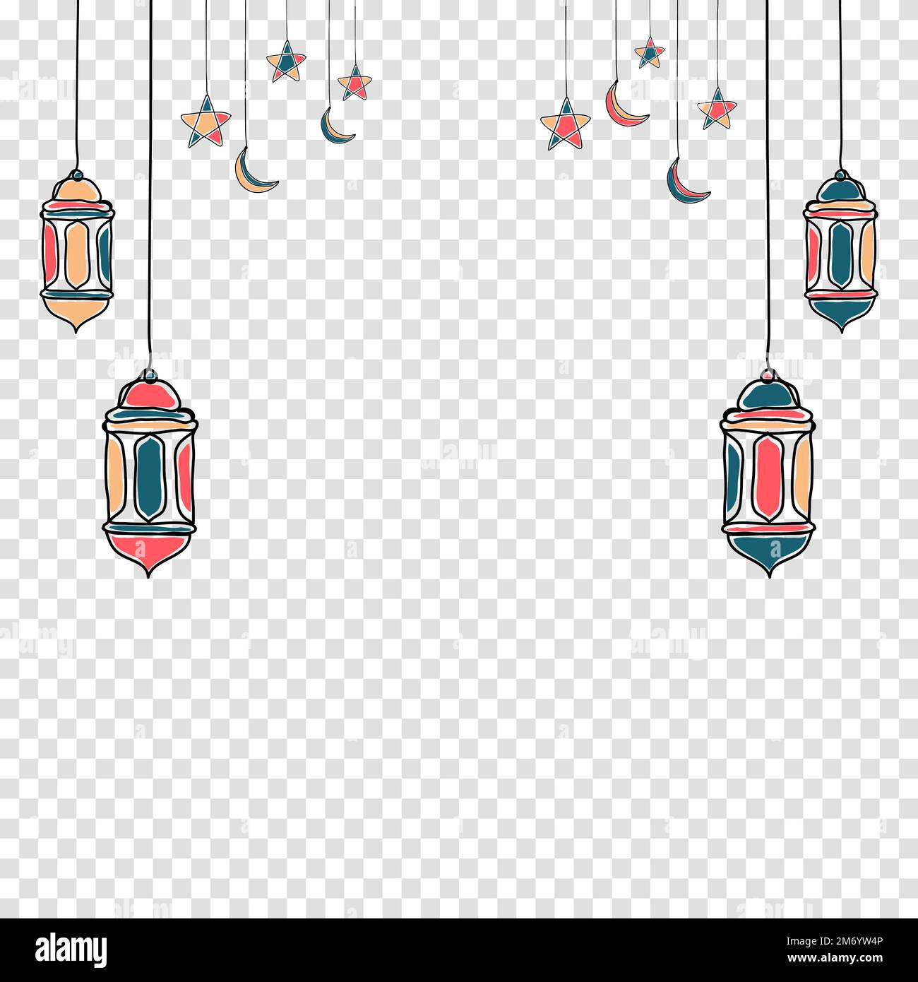 Decorative template design for ramadan with stars, moon, and lantern ...
