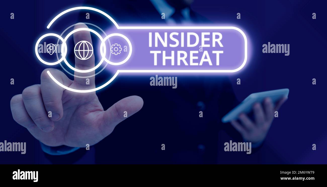 Conceptual caption Insider Threat. Word Written on security threat that ...