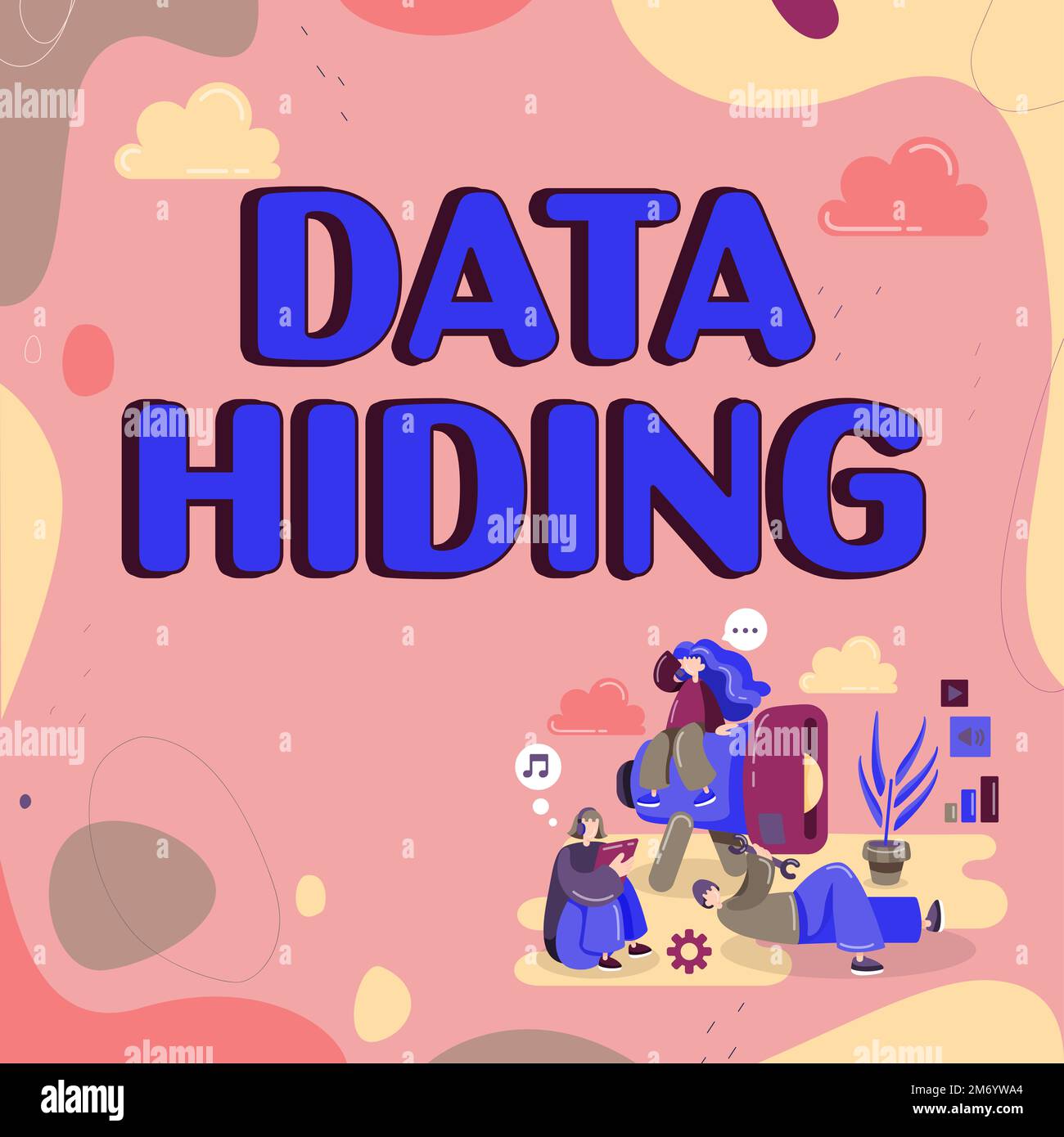 Hand writing sign Data Hiding. Business approach Secretly embedding data in graphics images and ...