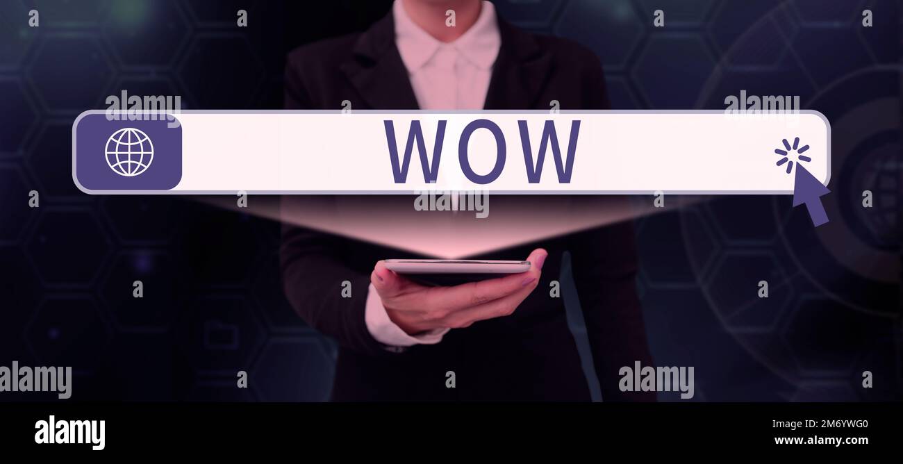 Hand writing sign Wow. Business approach Expressing astonishment and ...
