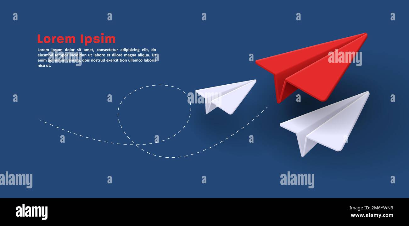 Red Paper plane symbol message sending with white paper planes and ...