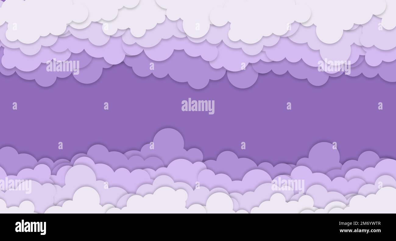 Cloudy paper art illustration. Sky with cloud background, vector ...