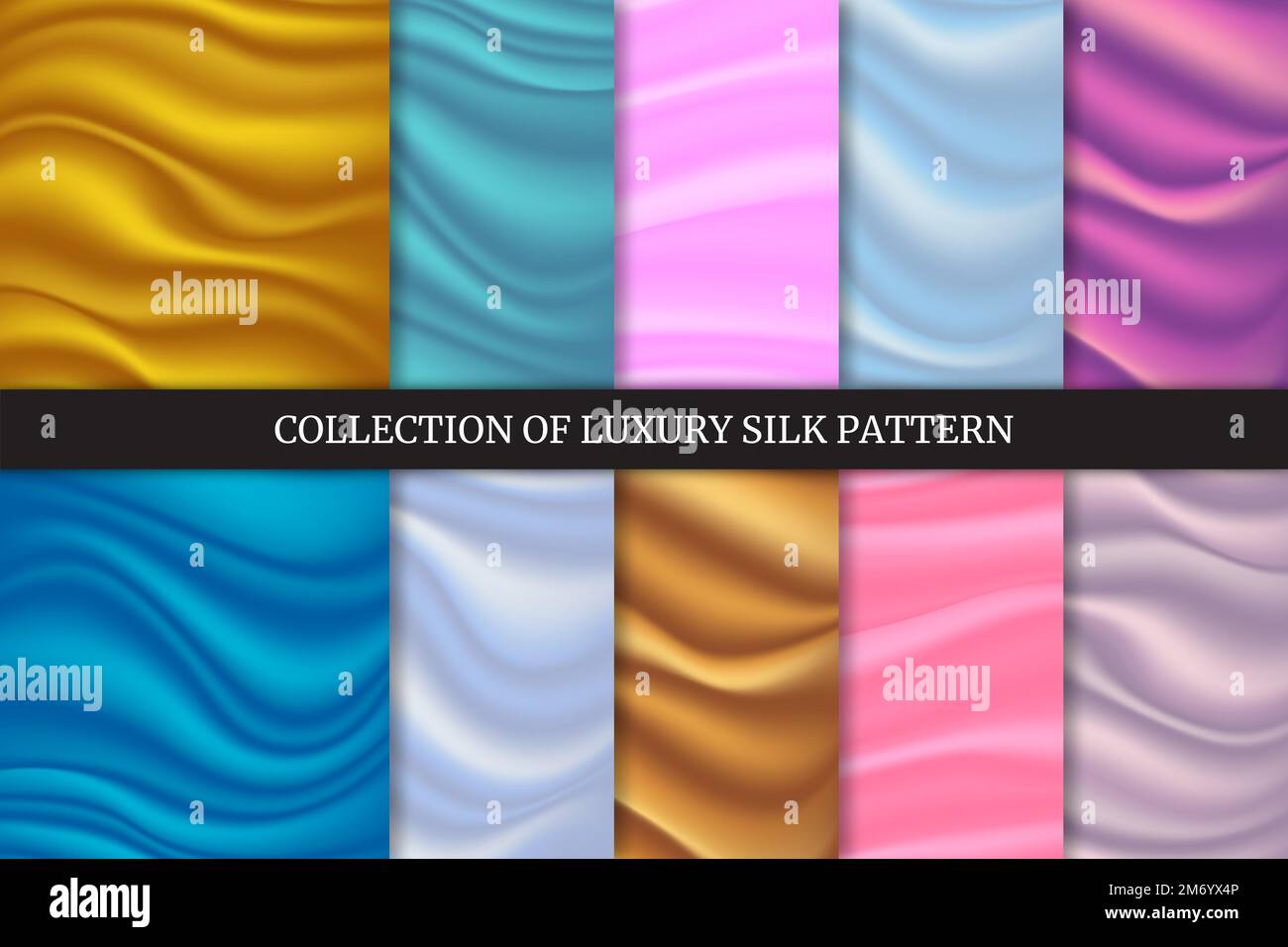 Set of luxury satin and silk cloth fabric crease background and texture ...