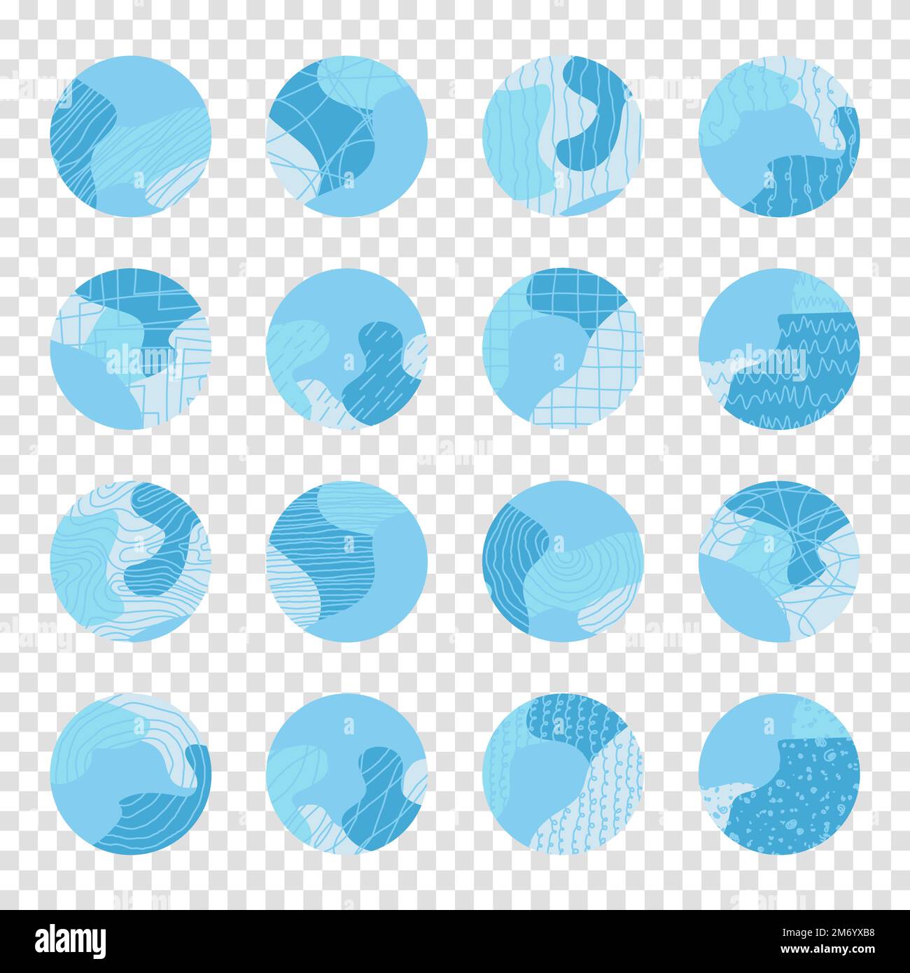 Circle icons collection. Doodle round textured shapes, signs, symbols ...