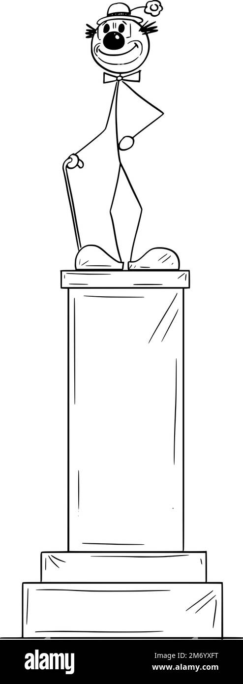 Statue of Clown or Politician, Vector Cartoon Stick Figure Illustration ...