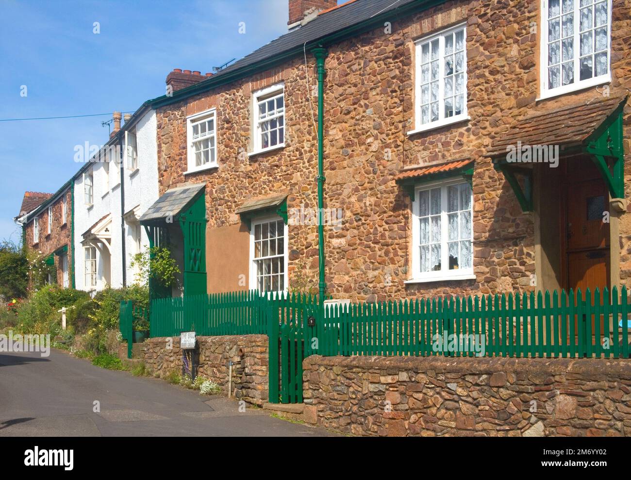 terraced houses in Dunster village in Exmoor Stock Photo - Alamy