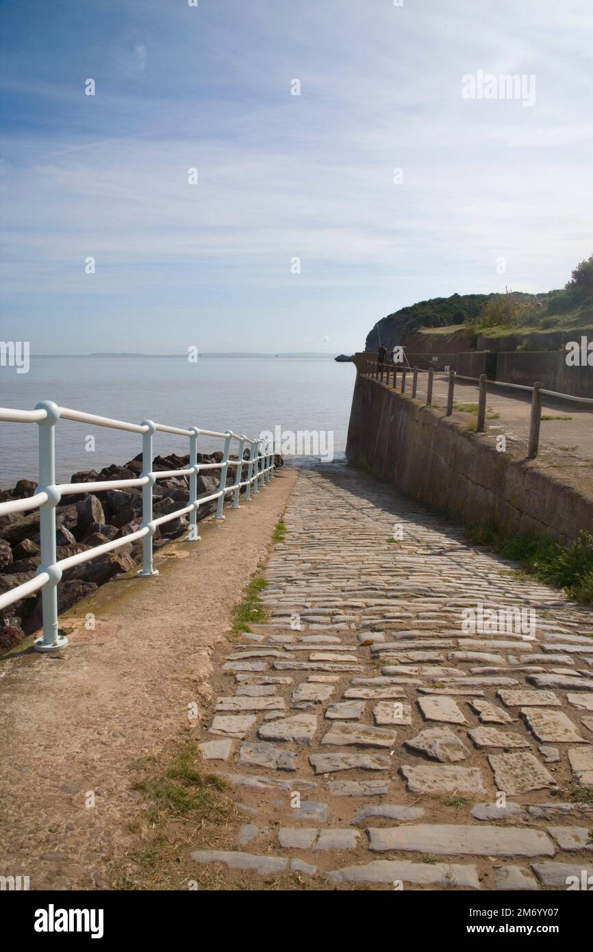 slipway in blue anchor bay somerset Stock Photo - Alamy