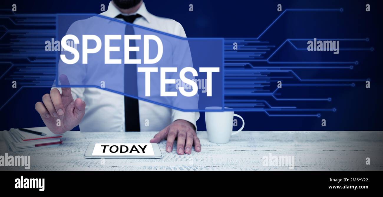 Text caption presenting Speed Test. Business overview psychological ...