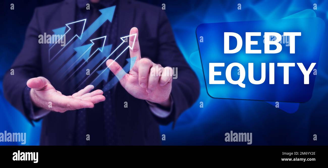 Conceptual caption Debt Equity. Word for dividing companys total ...