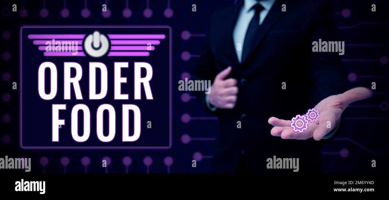 Hand writing sign Order Food. Word for the process of requesting a ...