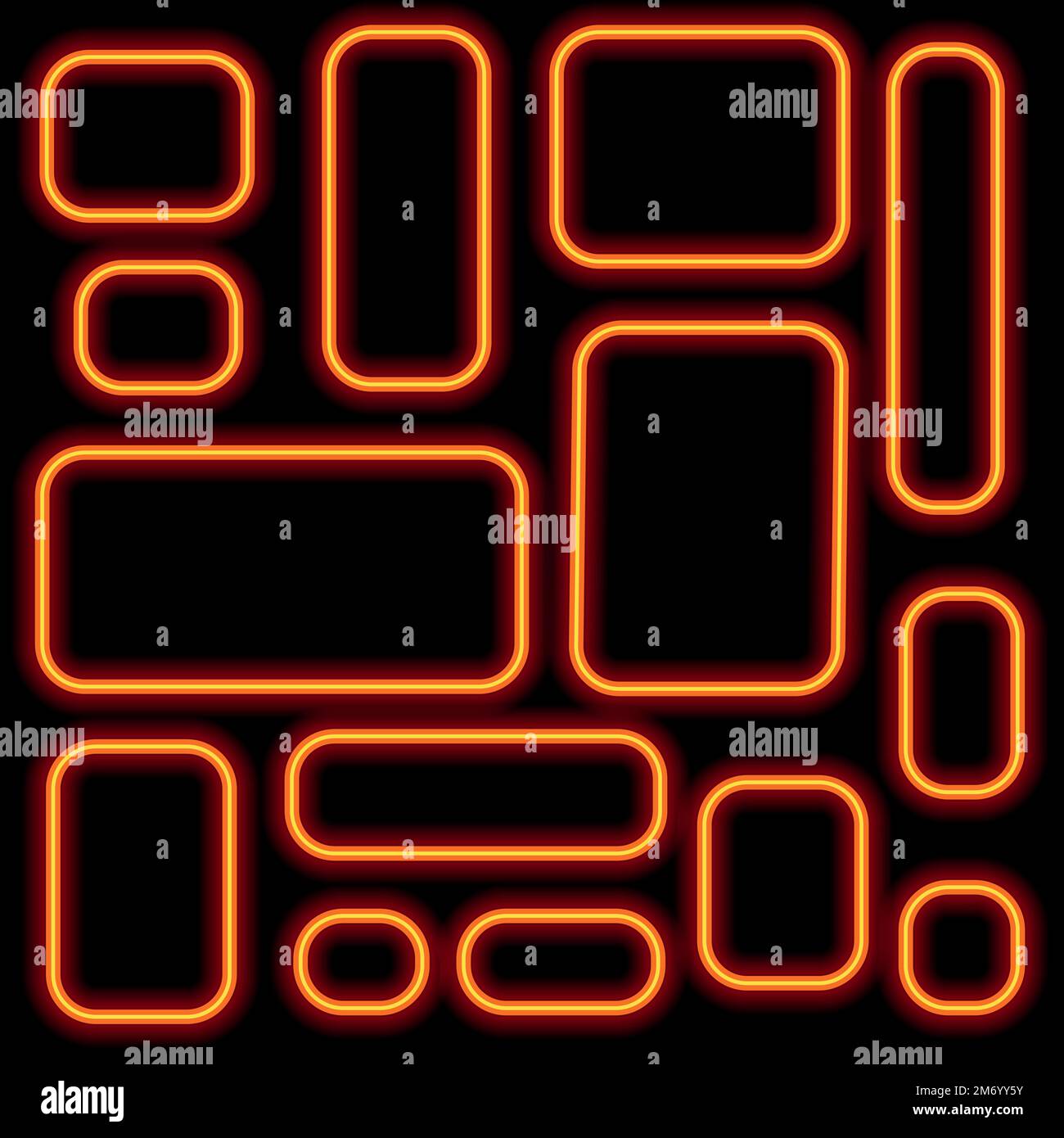 Set of square neon light on a transparent background. Neon frame design ...