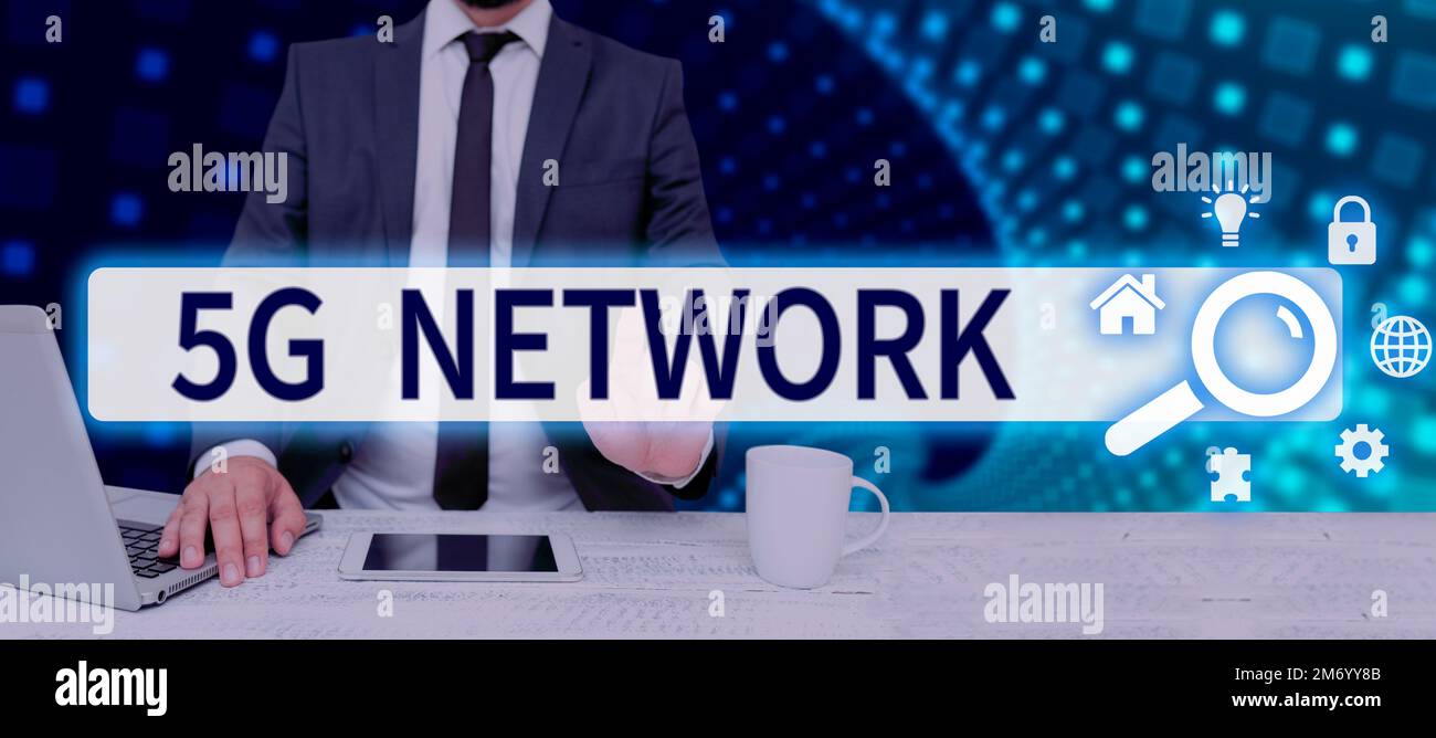 Text showing inspiration 5G Network. Word Written on greatly increase ...