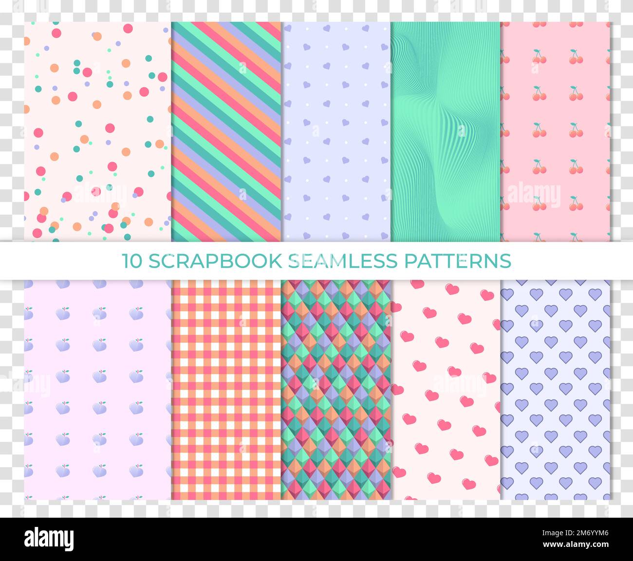 Scrapbook background, seamless pattern. Vector illustration. Cute paper ...