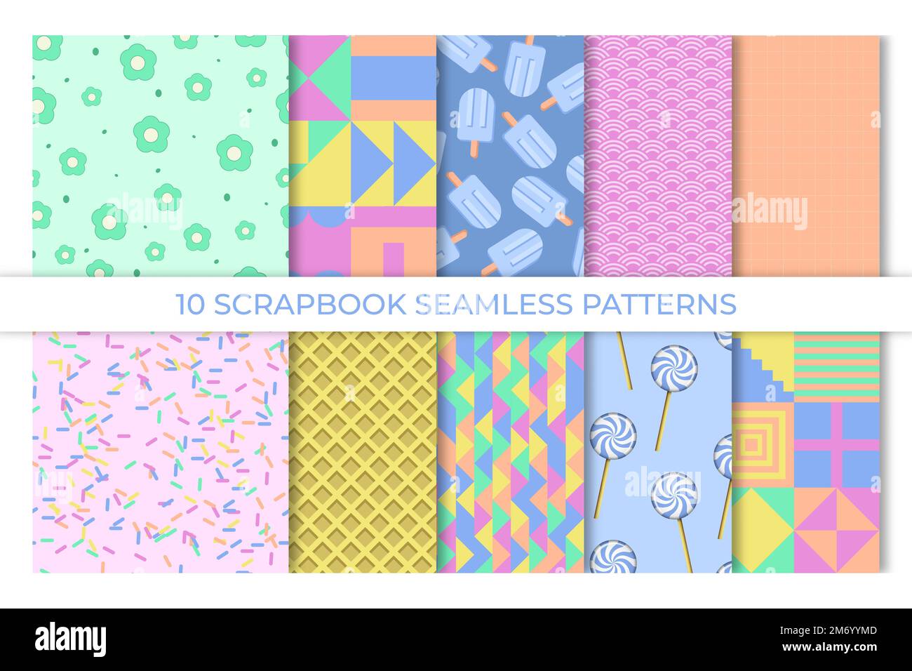 Scrapbook background, seamless pattern. Vector illustration. Cute paper ...
