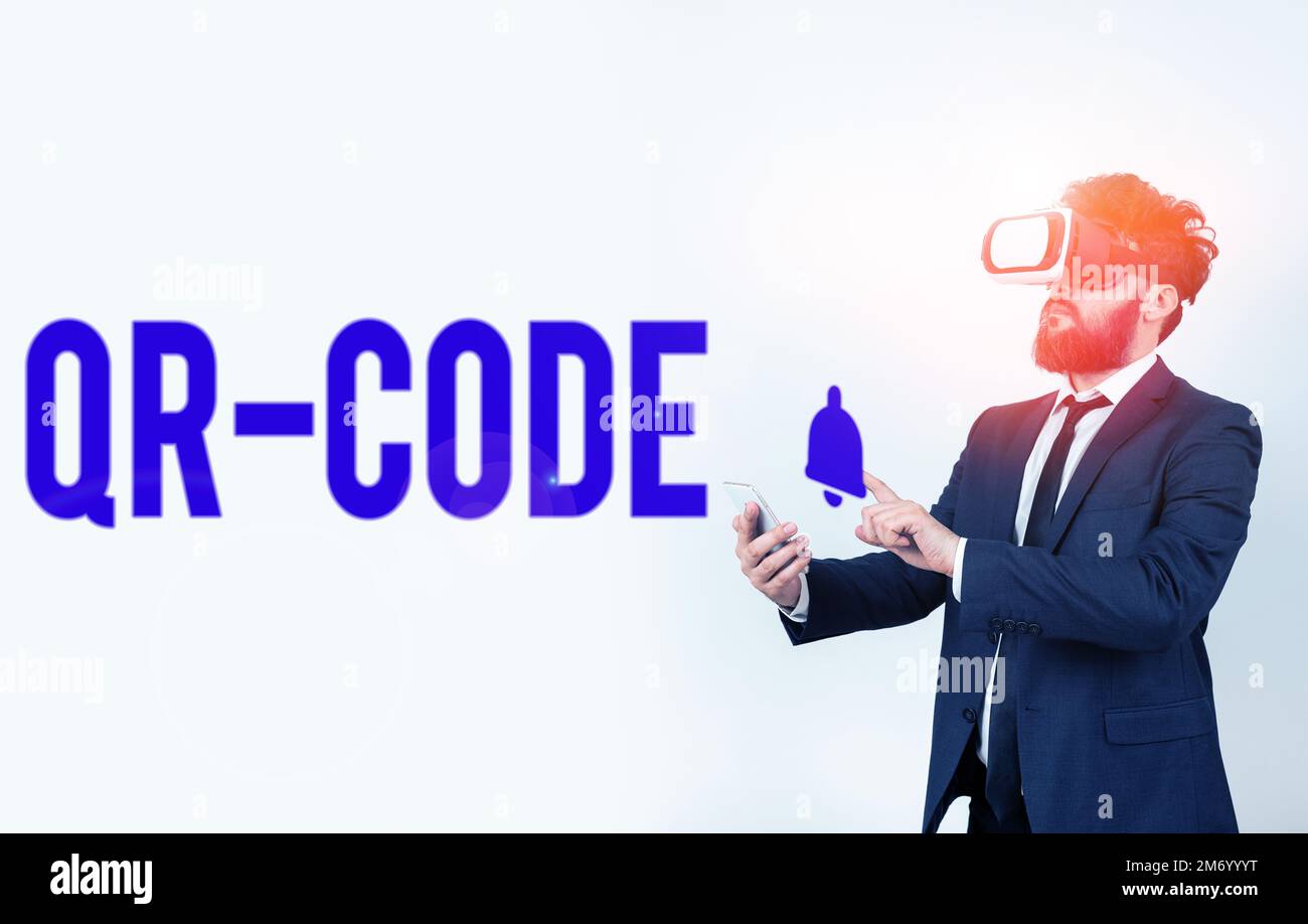 Text sign showing Qr Code. Internet Concept the trademark for a type of ...