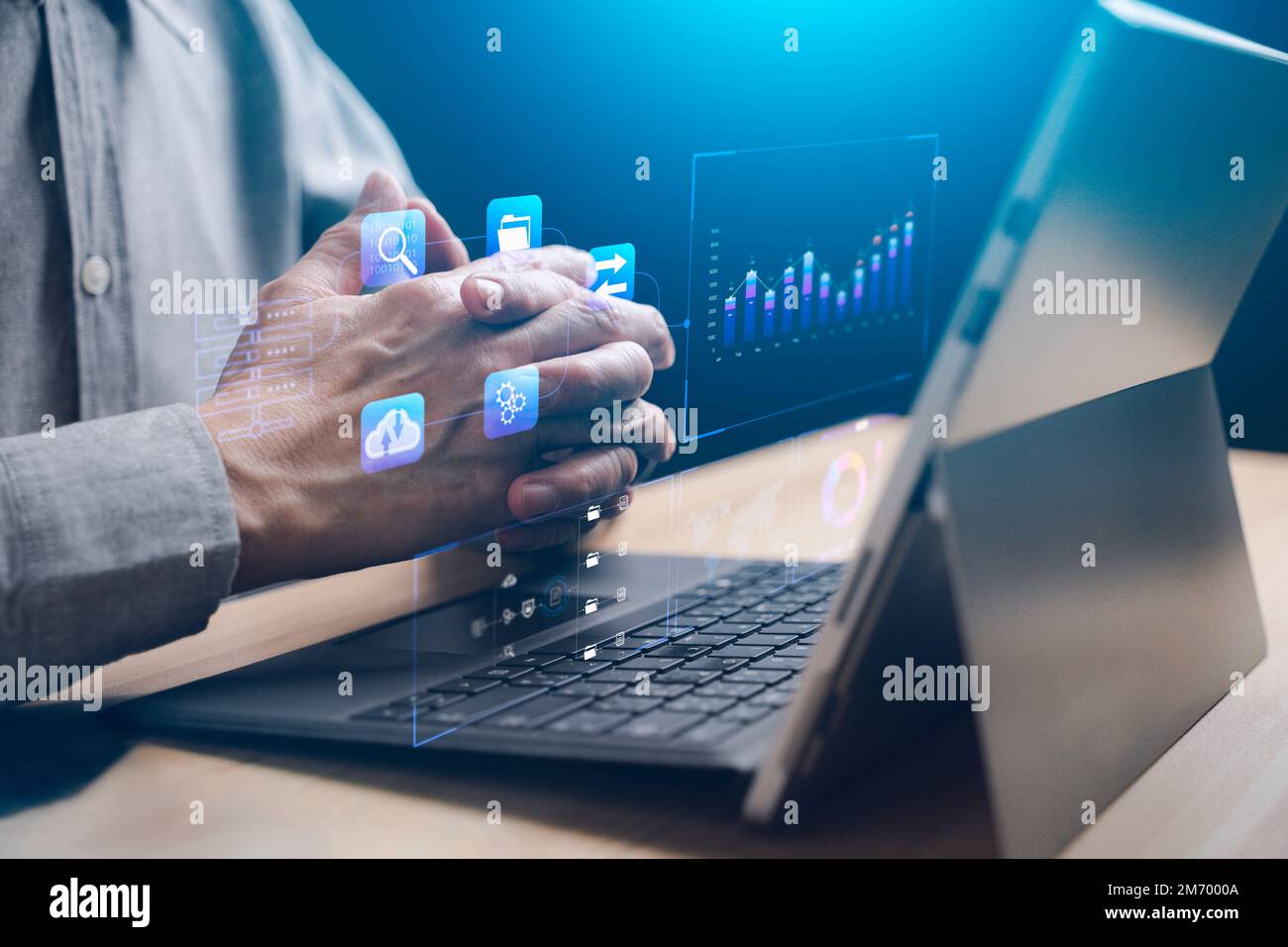 Business Finance Data Analytics Graph Chart Report With Kpi Man Using