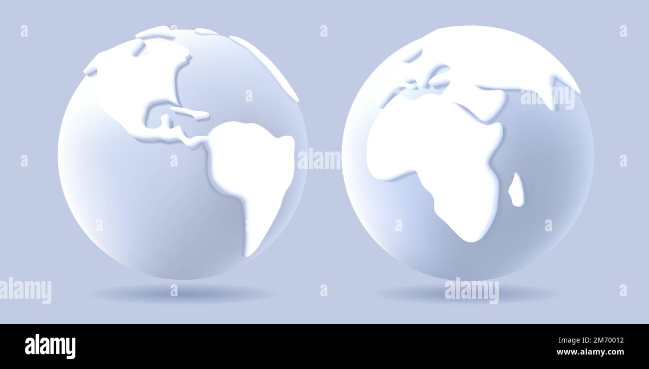 White and gray 3d globe, planet Earth stylized illustration design ...