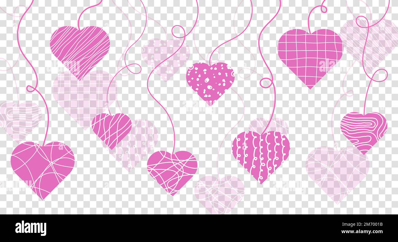 Cute hand drawn doodle hearts horizontal seamless pattern, romantic ...