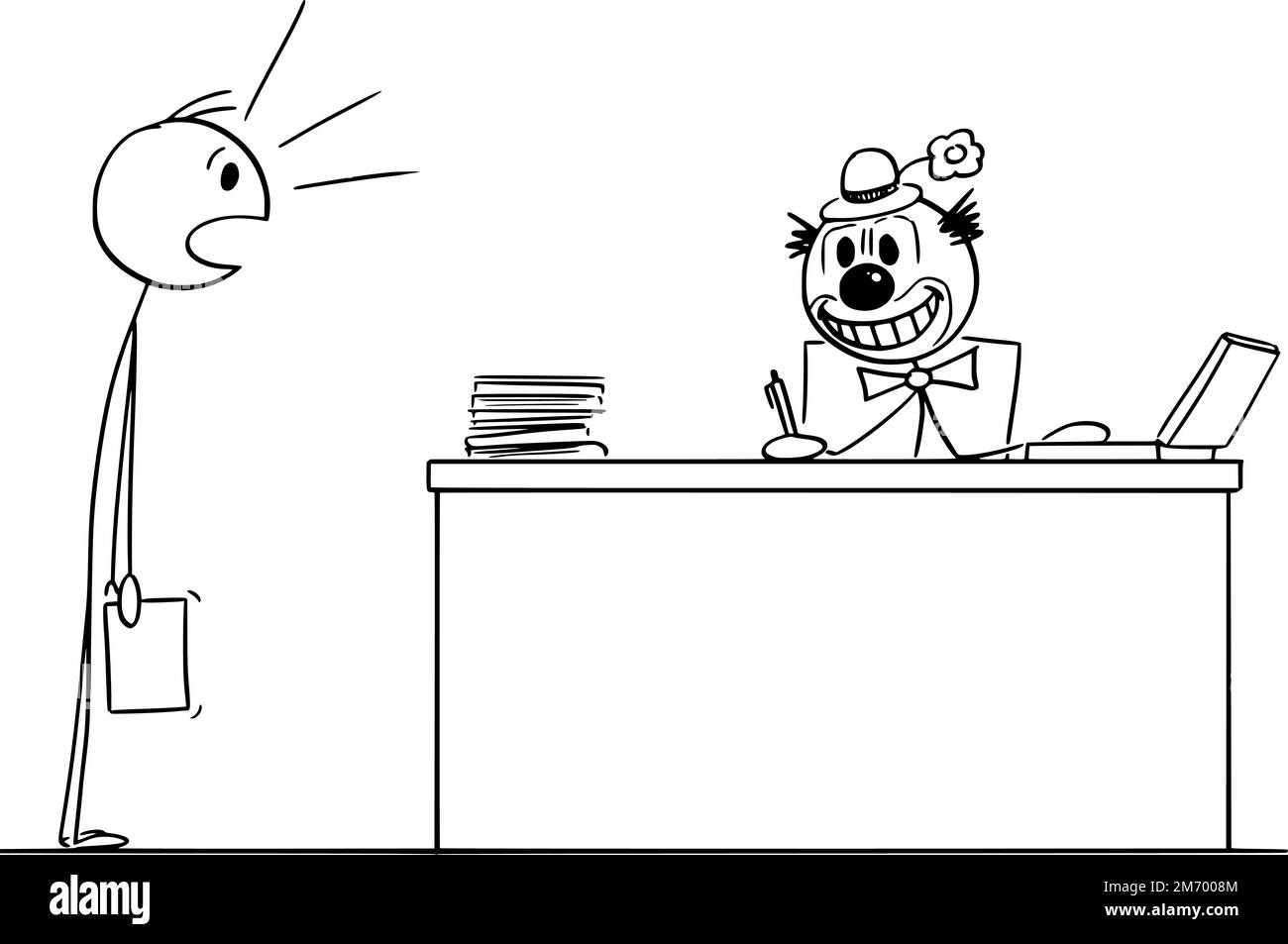 Smiling Clown as Boss or Businessman Working in Office, Vector Cartoon ...