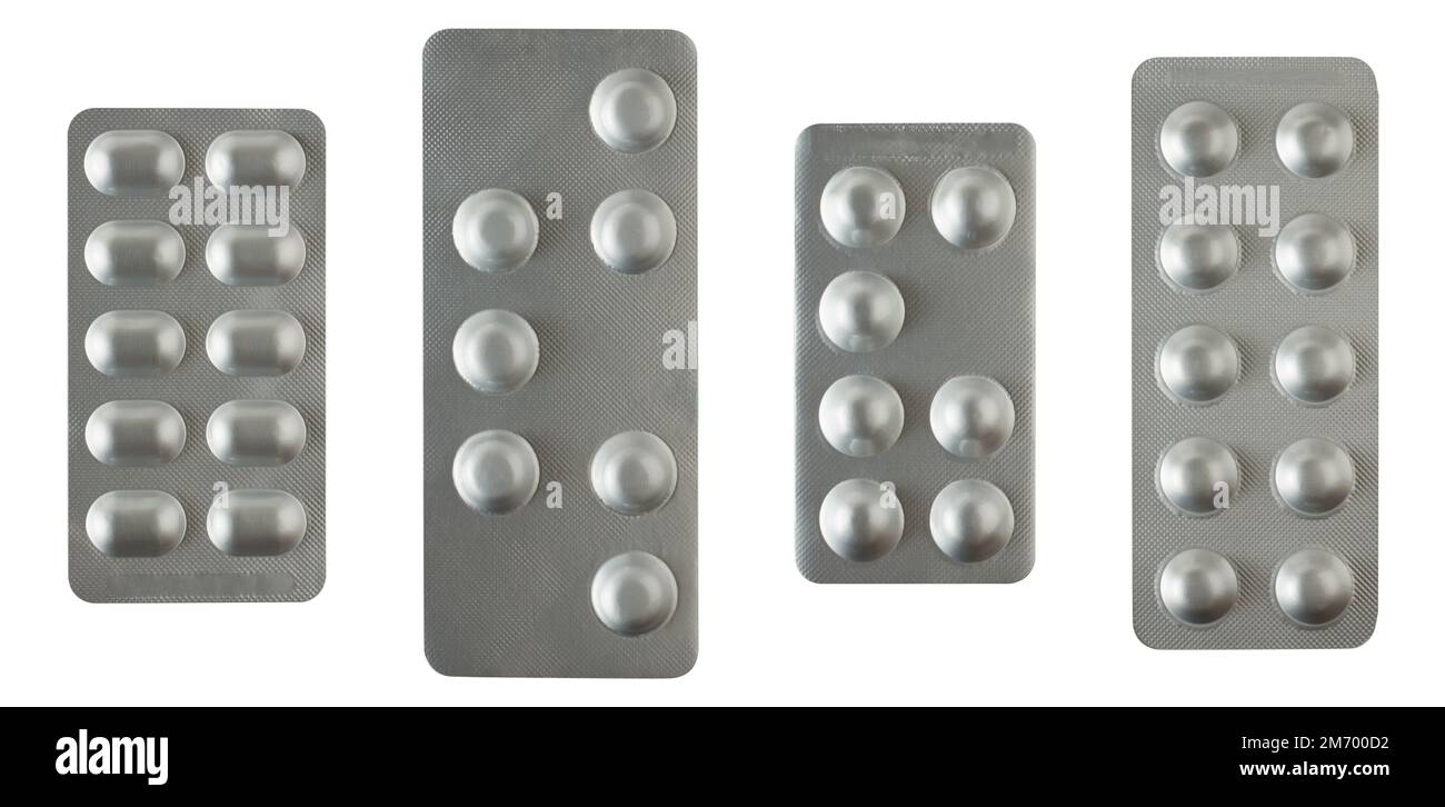 set of silver color blister packs, medical drugs for allergies ...