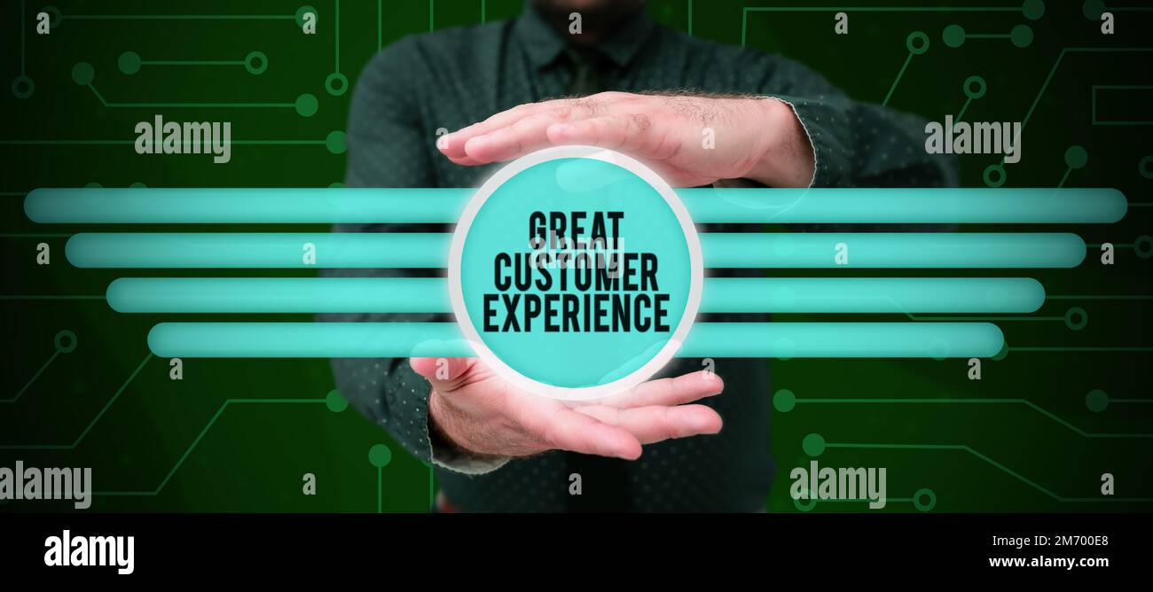 Text caption presenting Great Customer Experience. Business overview ...