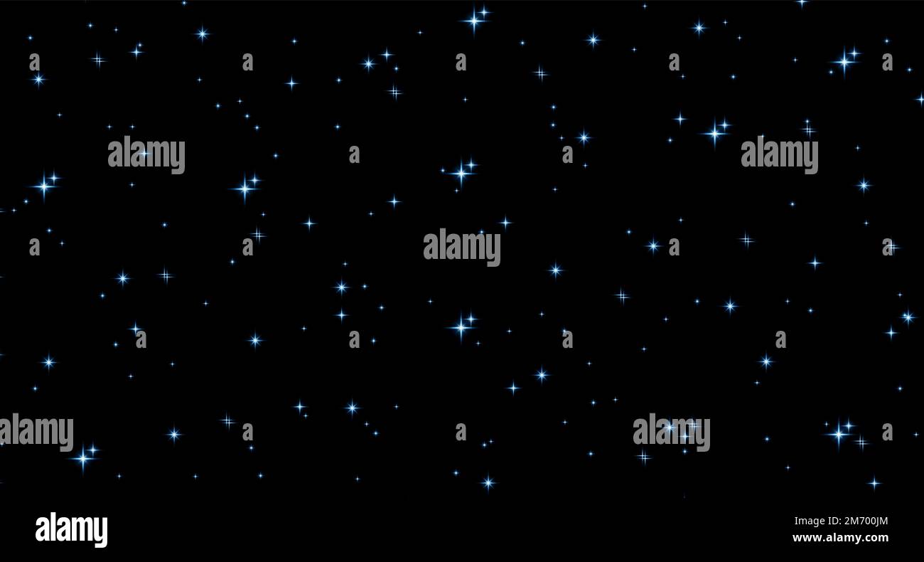 Blue night starry background. Vector horizontal design template. Dark ...