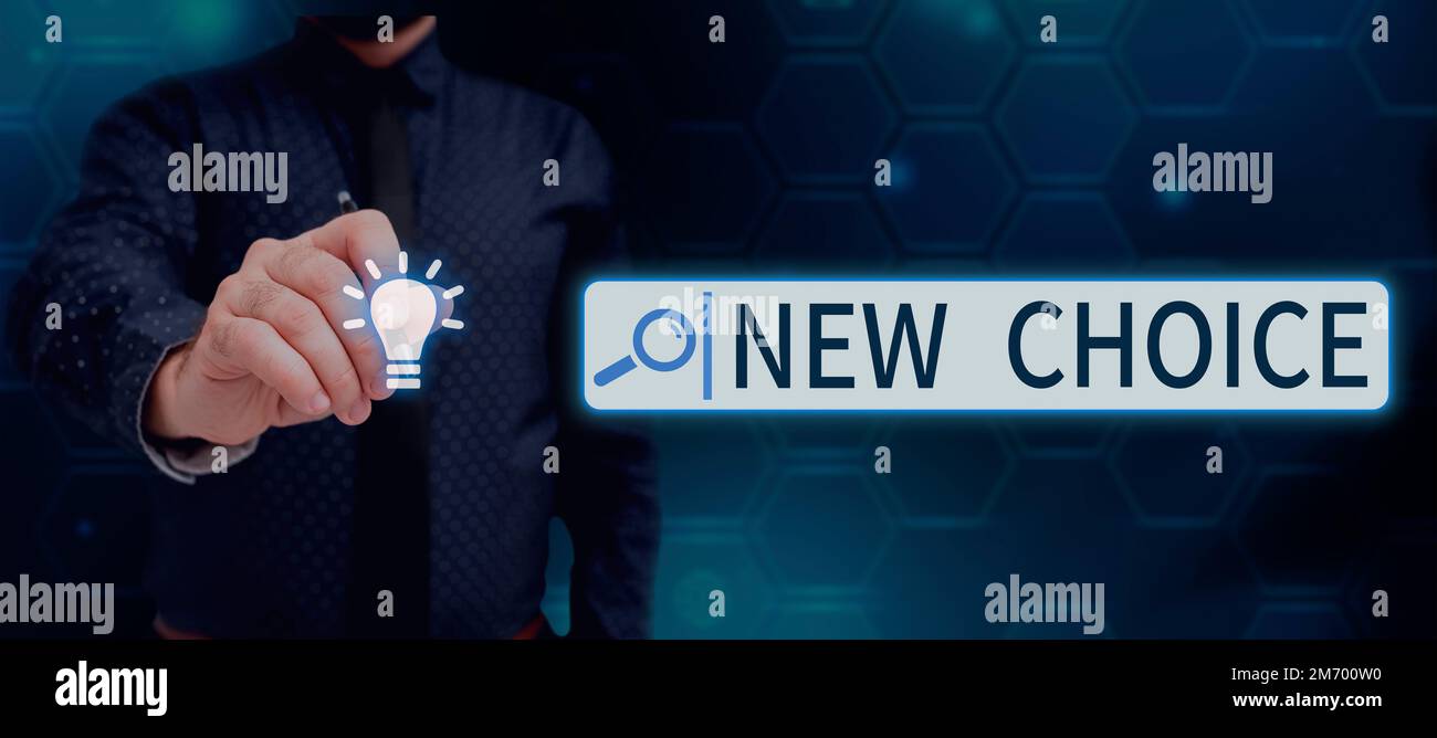 Text caption presenting New Choice. Business concept having lot of ...