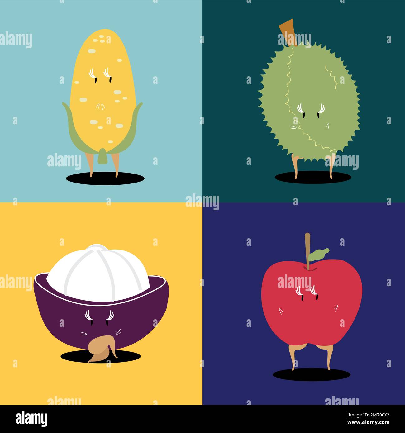 Tropical fruit cartoon characters vector set Stock Vector Image & Art ...
