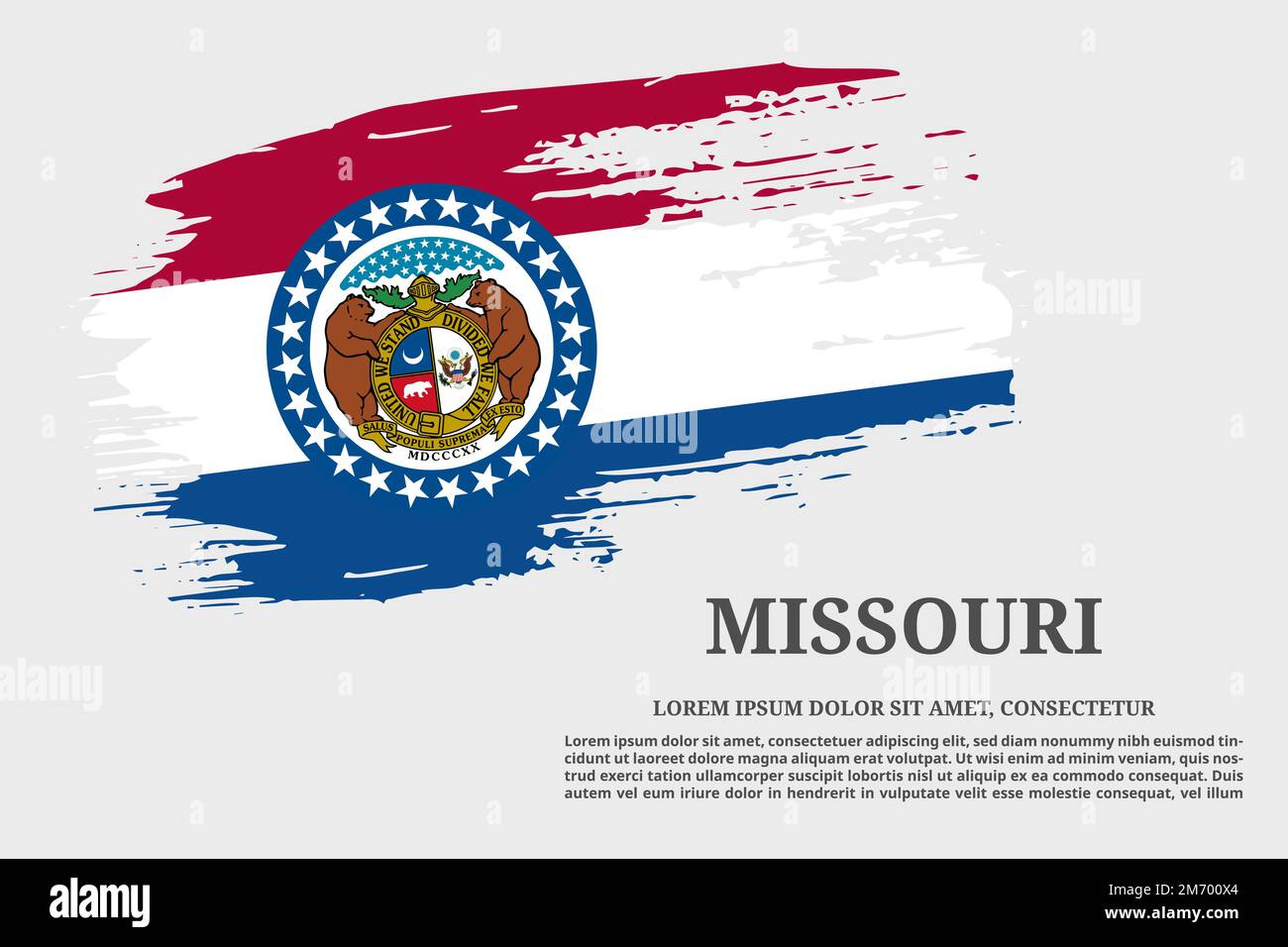 Missouri US flag grunge brush and text poster, vector Stock Vector ...