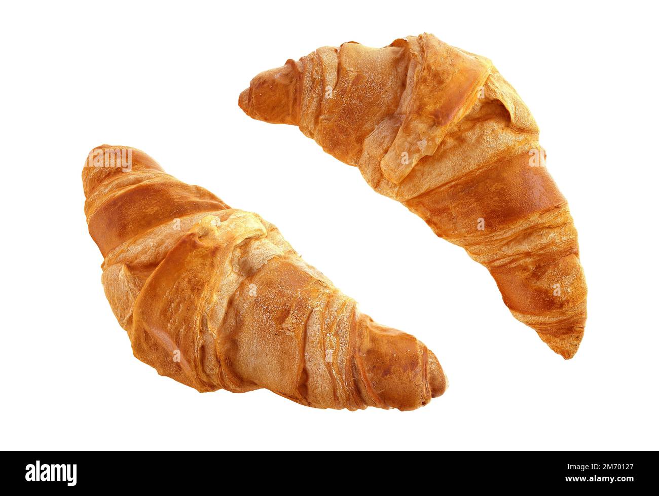 Freshly baked crispy traditional french croissants isolated on white ...