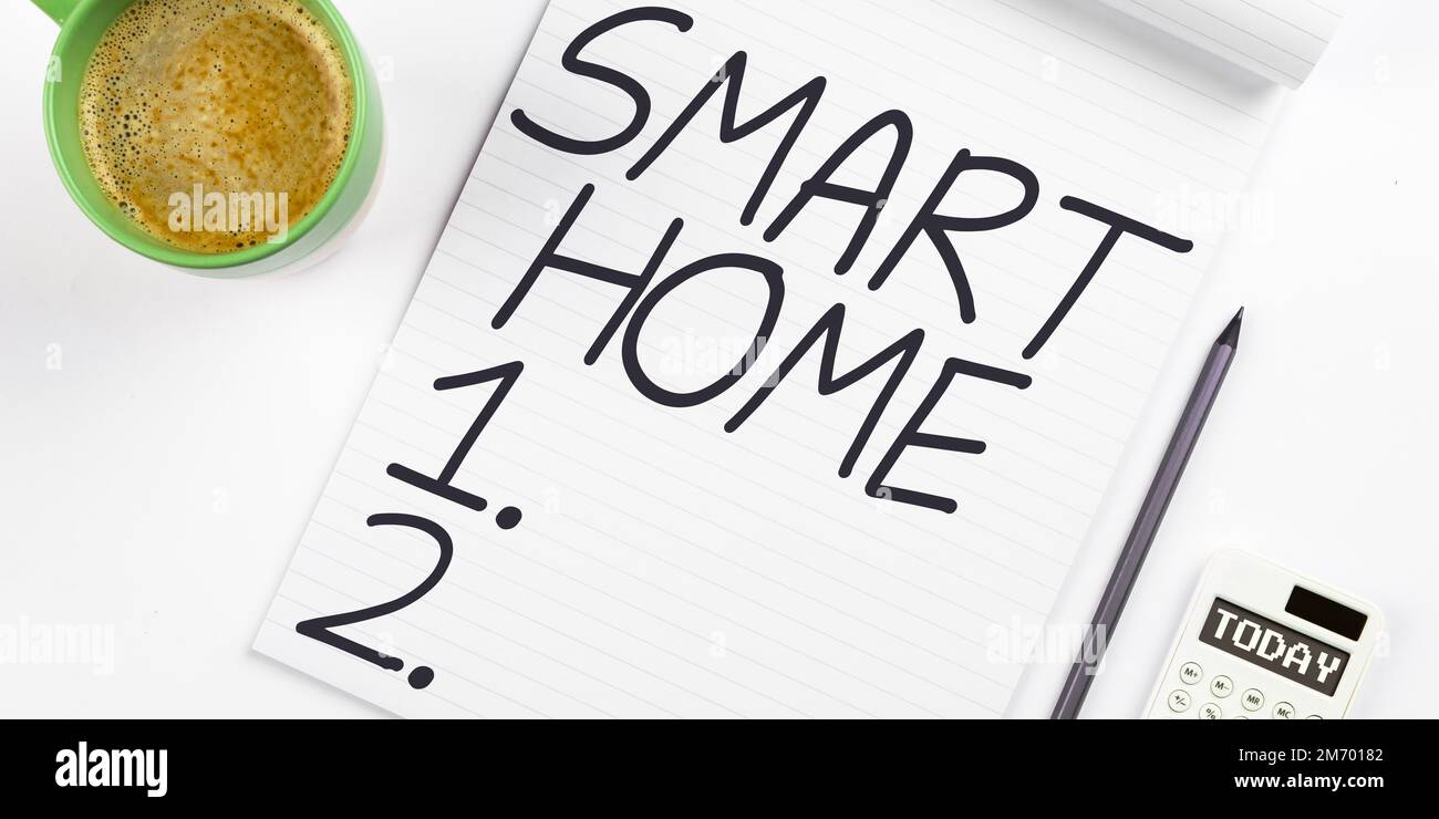 Text sign showing Smart Home. Word Written on automation system control ...